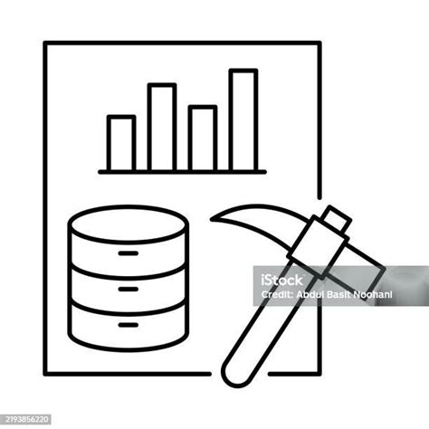 Data Mining Pickaxe And Database Representing Extraction Of Valuable Information Stock