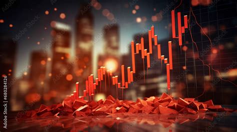 Economic Recession Crisis Red Financial Stock Market Crash With Chart Falling Down On Blur