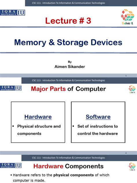 Ict Week 03 Full Lecture Pdf Computer Data Storage Hard