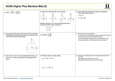 Gcse Higher Plus Revision Mat 2 Worksheet Printable Pdf Gcse Maths Worksheets