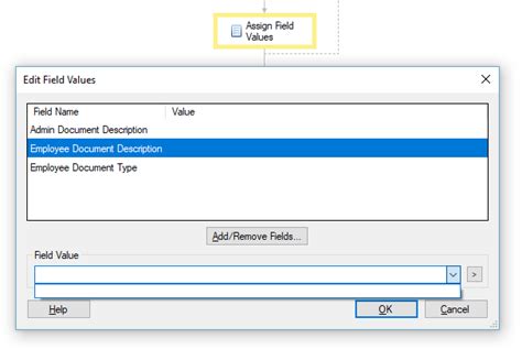 workflow assign field values activity dropdowns are blank laserfiche