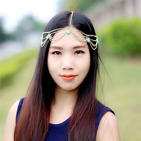 Excellent Style Blue Bead Tassel Women Head Chain Vicedeal