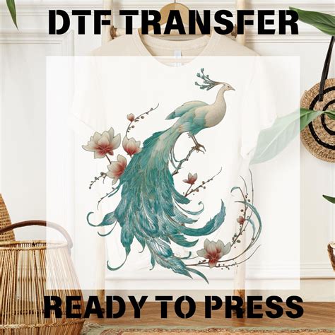 Peacock Phoenix Flowers Dtf Transfer Boho Floral Peacock Ready To
