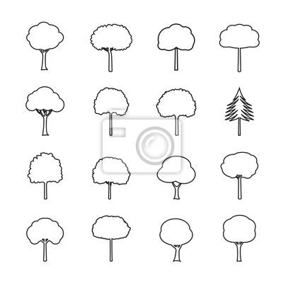 Collection Of Outline Trees Vector Icons Posters For The Wall Posters Outline Shape