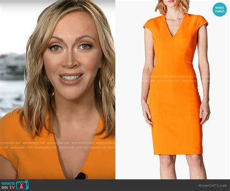 Wornontv Paula Reids Orange V Neck Dress On Cbs This Morning