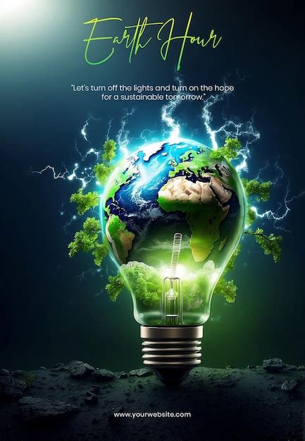 Premium Psd Earth Hour Concept Visual Metaphor Of A Green Energy