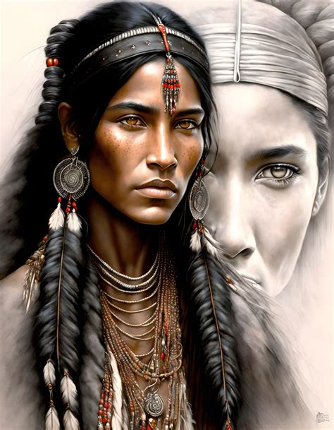 Beautiful face of a native american woman by miwi