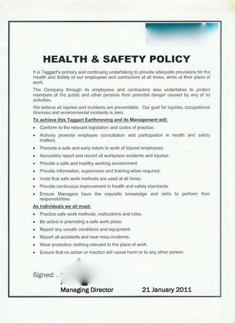 Workplace Safety Policies Examples At Beryl Smith Blog