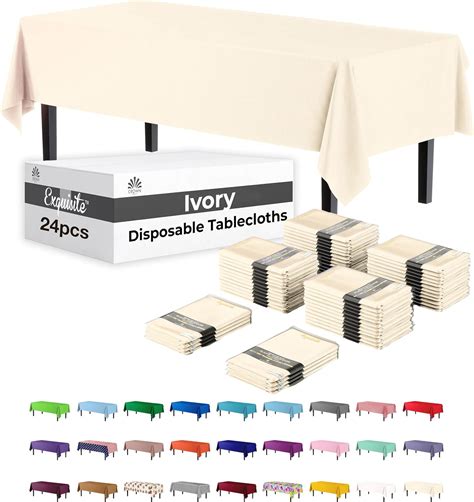 24 Pack Ivory Plastic Table Cloth 54in X 108in Disposable