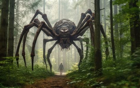Giant Spider In A Forest Created By Generative Artificial Intelligence