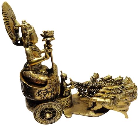 Brass Showpiece Surya Dev Rath God Statue Idol Murti