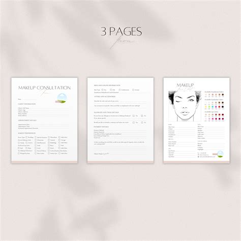 Makeup Consultation Form Template Editable Beauty Face Chart