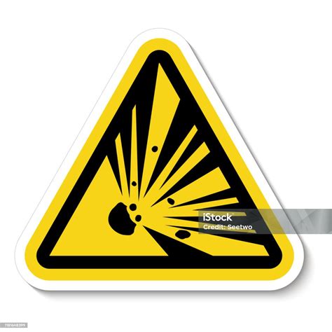 흰색 배경 벡터 그림에 격리 폭발성 물질 기호 기호를 조심 스티커에 대한 스톡 벡터 아트 및 기타 이미지 스티커 가연성 경계 표지 Istock