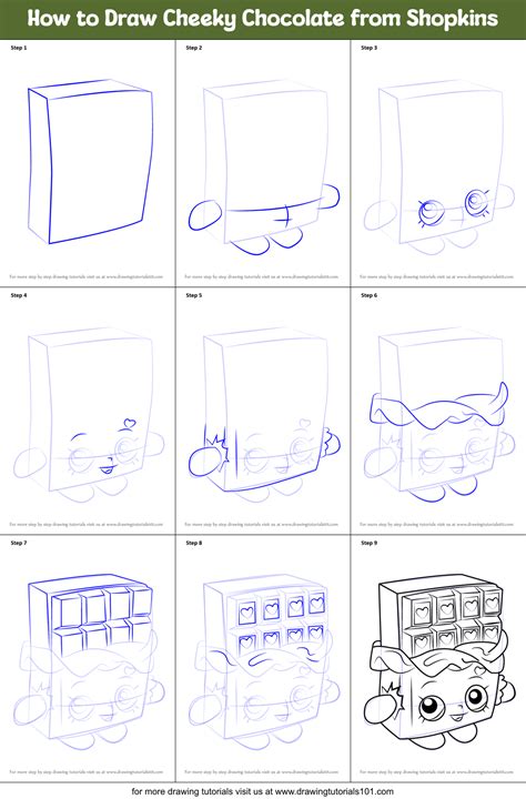 How To Draw Cheeky Chocolate From Shopkins Shopkins Step By Step