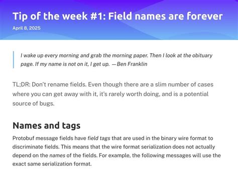 Protobuf Tip Of The Week 1 Field Names Are Forever Buf Posted On