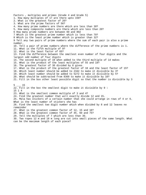 Factors Problems Pdf