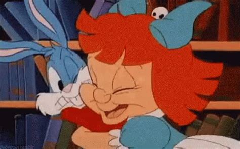 Elmyra Hugs Buster In Tiny Toons Animation Elmyra Duff  Bugs