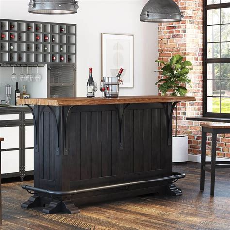 Avignon Rustic Solid Wood Black Home Bar