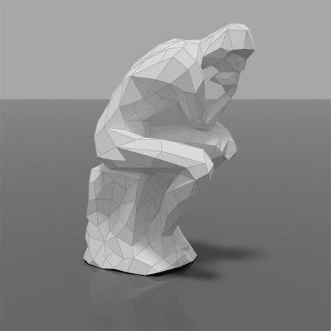 The Thinker Diy Low Poly Paper Model Template Paper Craft