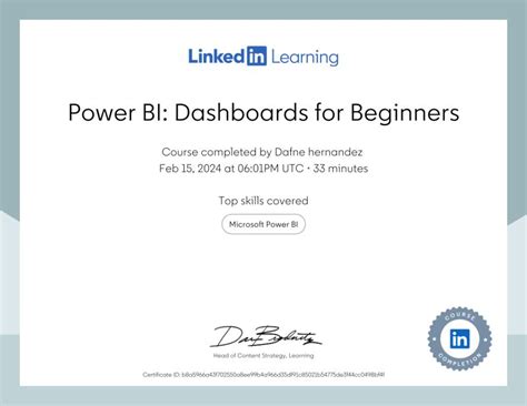 Completed Powerbi Course On Linkedin Learning Dafne Hernandez Posted