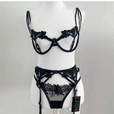 Bluebella 3 Piece Lingerie Set In Black Nwt Bra Depop