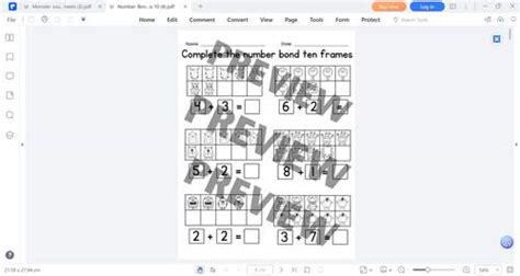 Monster Number Bonds To 10 Decomposing Addition Ten Frames Part Whole
