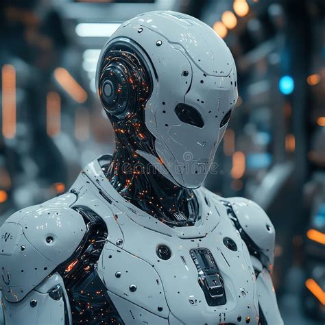 Ai Enhanced Human With Cybernetic Implants In A Futuristic Setting Stock Illustration