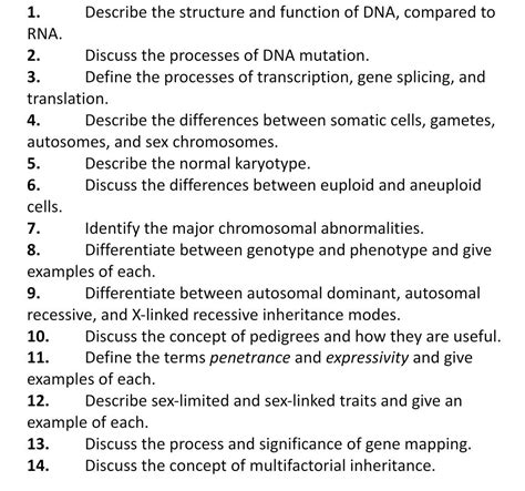 Solved 1 Describe The Structure And Function Of Dna