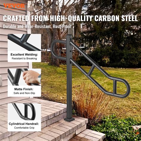 Vevor Single Post Handrail For Outdoor 1 3 Step 405 Stair Handrail