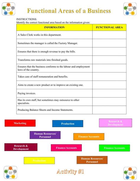 Functional Areas Of A Business Worksheet Live Worksheets Worksheets