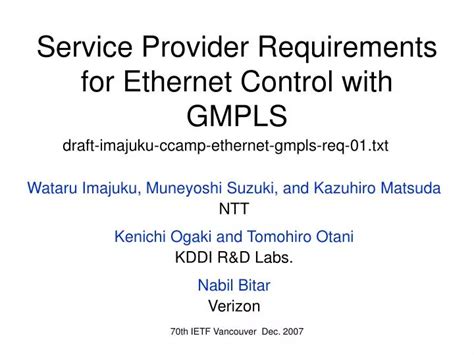 Ppt Service Provider Requirements For Ethe Rnet Control With Gmpls Powerpoint Presentation