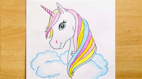 Unicorn Head Drawing Easy Rainbow Unicorn Drawing How To Draw A