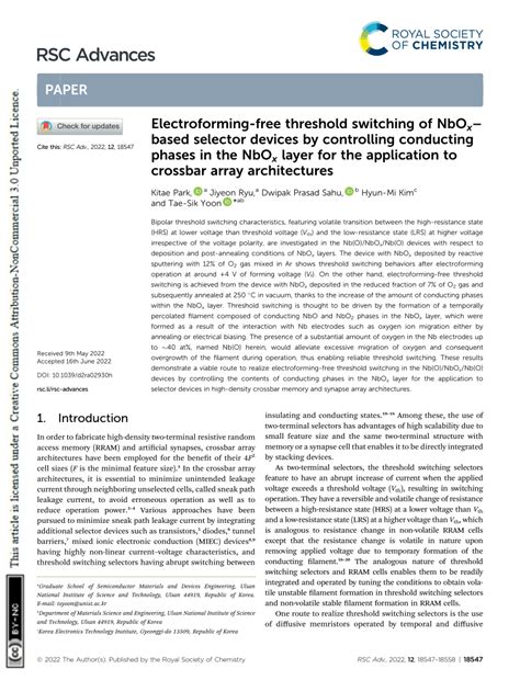 Pdf Electroforming Free Threshold Switching Of Nbo X Based Selector Devices By Controlling