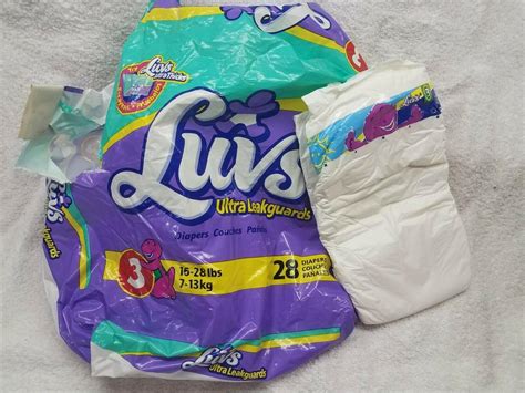 Vintage Luvs Plastic Backed Diaper Size 3 2000 Featuring Barney