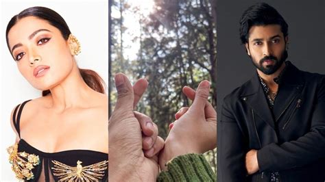 Rashmika Mandanna And Dev Mohan Flaunt Finger Hearts As They Shoot For Rainbow Check Pic