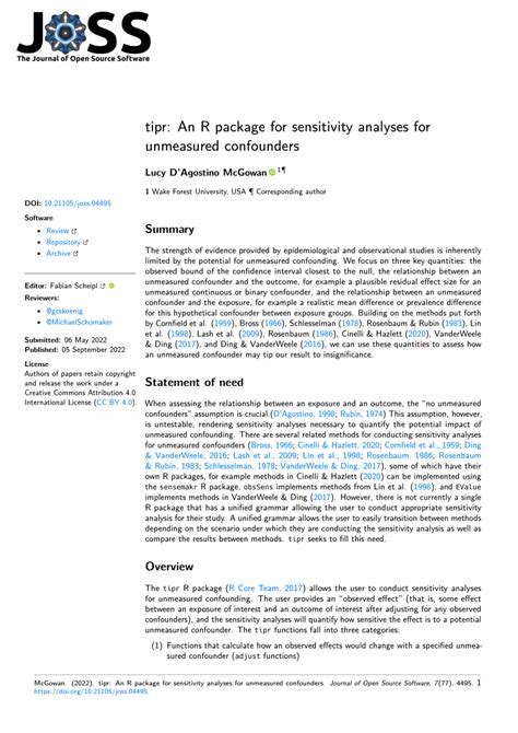 Pdf Tipr An R Package For Sensitivity Analyses For Unmeasured