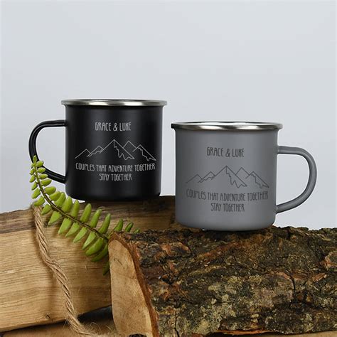 Personalised Adventure Together Enamel Camping Mug Set By Spoken Ts Ltd