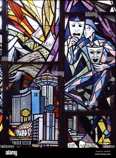 Stained Glass Window In The Guardian Angel Cathedral Las Vegas Nevada