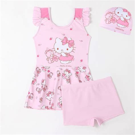 Sanrio Kawaii Hello Kitty Girls Swimsuit My Melody Cartoon Cute Quick