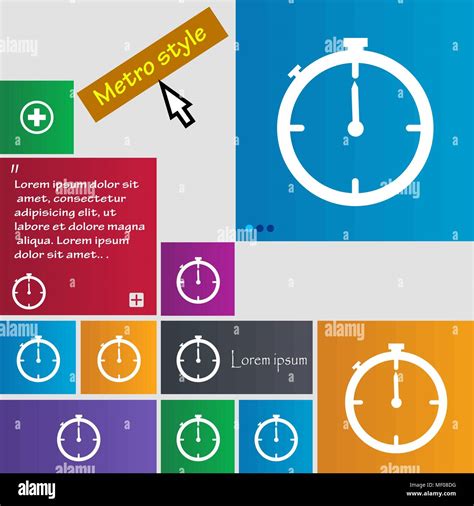 Timer Sign Icon Stopwatch Symbol Set Of Colourful Buttons Vector Illustration Stock Vector