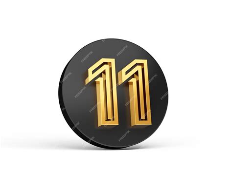 로얄 골드 현대 글꼴 엘리트 3d 자리 문자 11 블랙 3d 버튼 아이콘 3d 그림에 11 프리미엄 사진