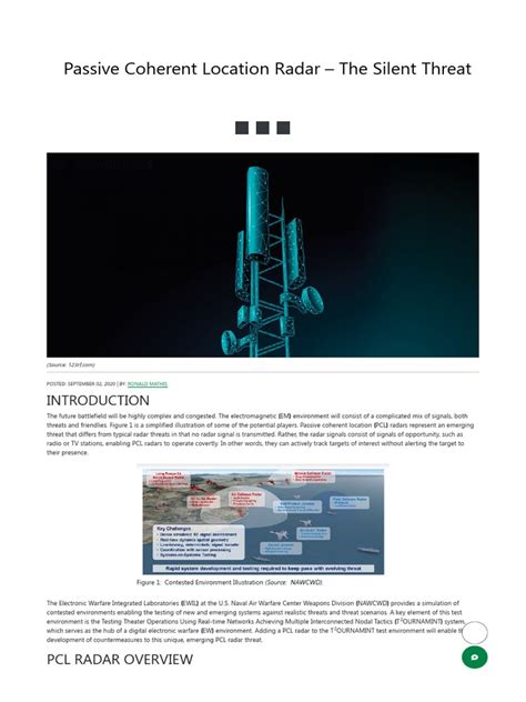 Passive Coherent Location Radar The Silent Threat Dsiac Pdf Radar Radio