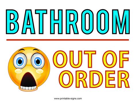 Bathroom Out Of Order Sign Printable With Surprised Smiley Printable