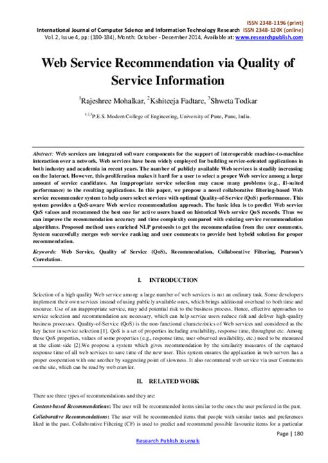 Pdf Web Service Recommendation Via Quality Of Service Information