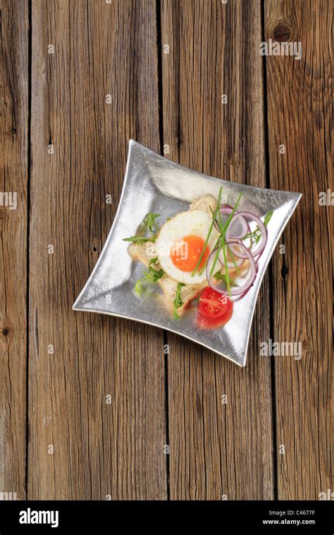 Sunny Side Fried Egg Bread Slice Breakfast Cooked Hi Res Stock