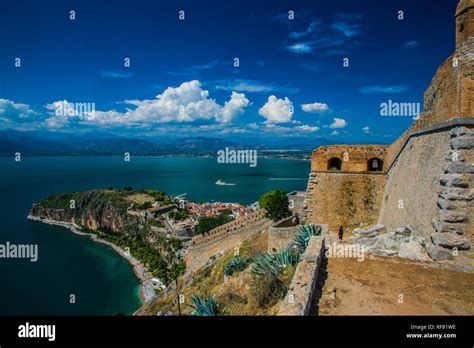 Europe Greece Peloponesse Nafplio City Palamidi Castle Stock