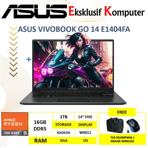Jual Laptop Asus Vivobook Go 14 E1404fa Ryzen 5 16gb Ddr5 1tb Ssd 14