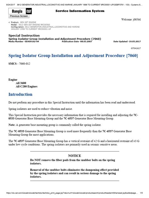 Spring Isolator Group Installation And Adjustment Procedure Pdf