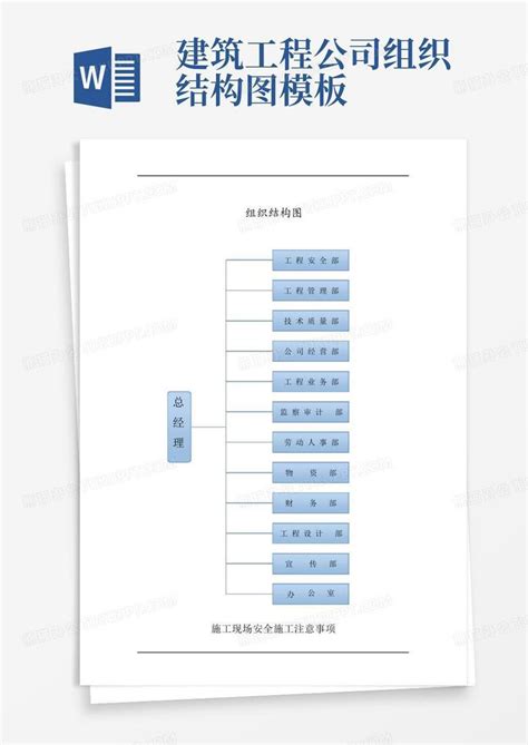 建筑工程公司组织结构图Word模板下载 编号laarvywv 熊猫办公
