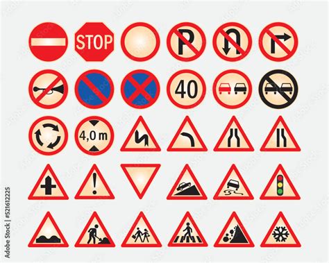 Vector Set Of Traffic And Road Signs Stock Vector Adobe Stock
